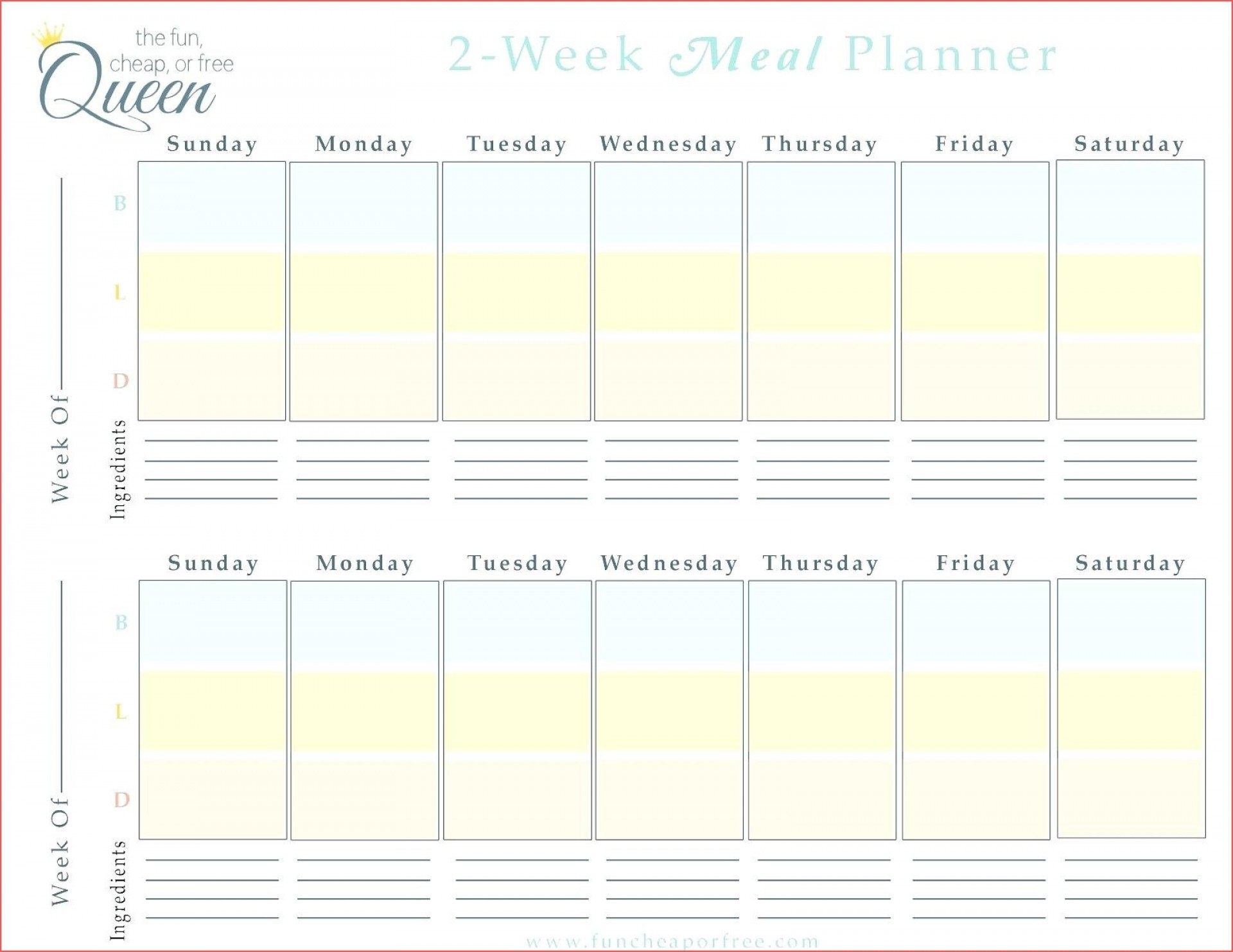 Two Week Calander Calendar For Planning