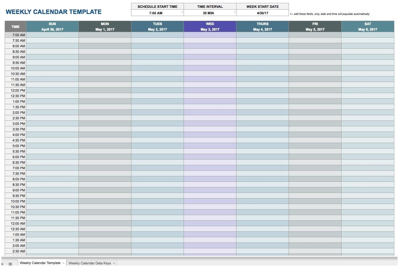 Daily Calendar Template 30 Minute Increments Calendar For Planning