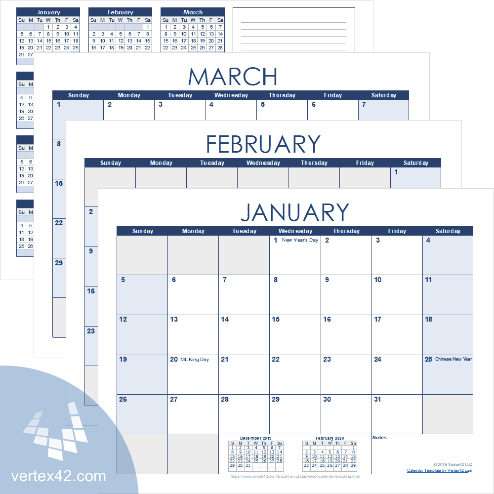 Vertex42 Monthly Calendar Calendar For Planning