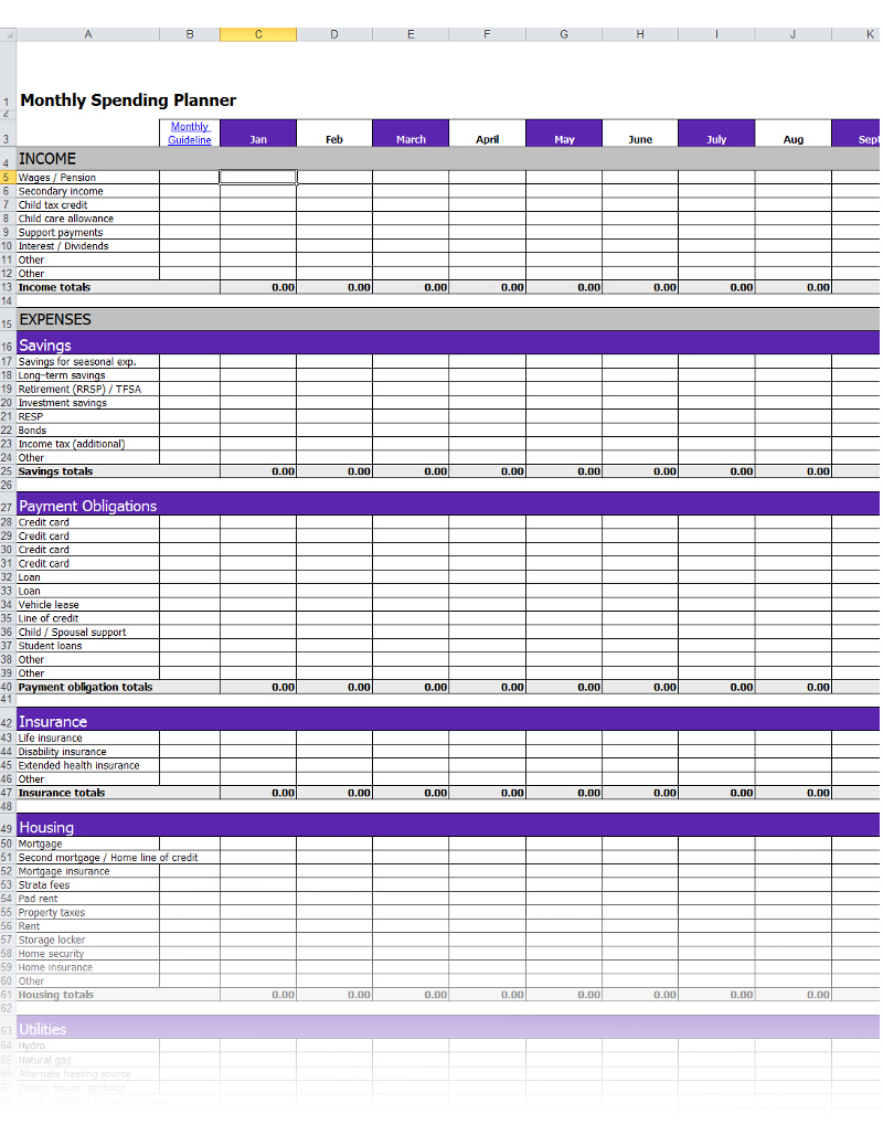 Monthly Bill Organizer Template Excel Calendar For Planning