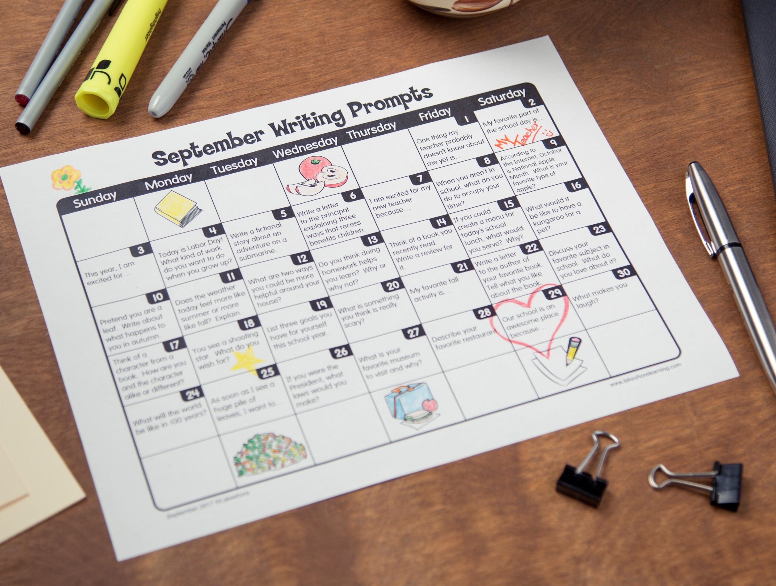 Lakeshore Learning Writing Prompts Calendar For Planning